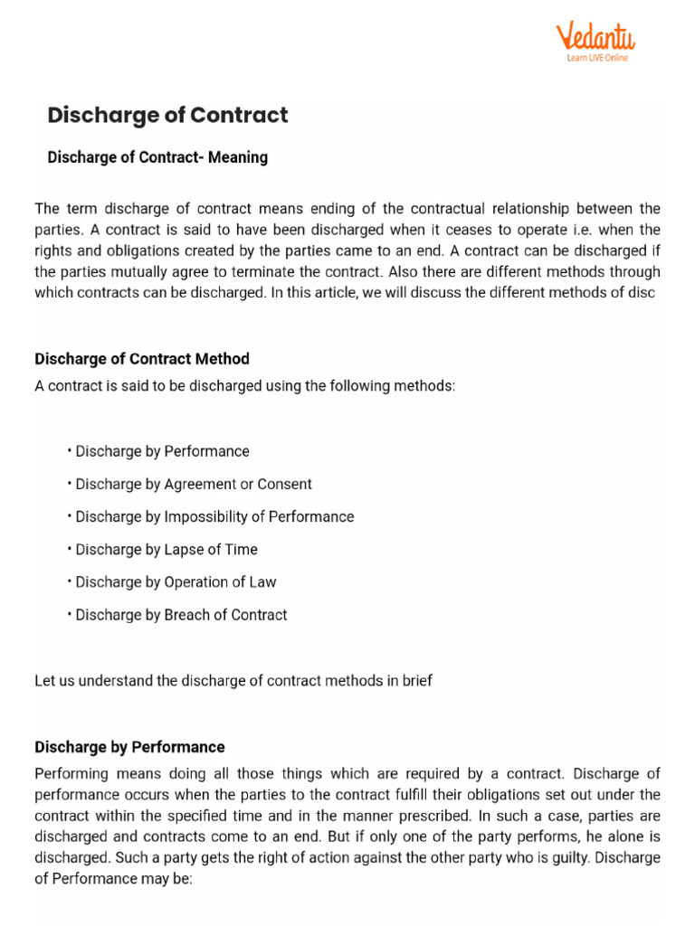 Discharge of Contract | PDF