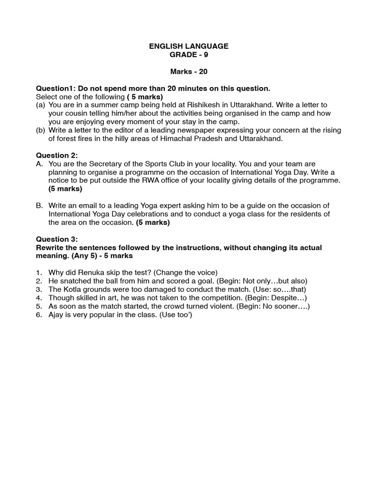 Eng Lang - 9th | PDF