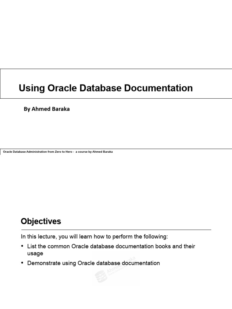 Using Oracle Database Documentation | PDF