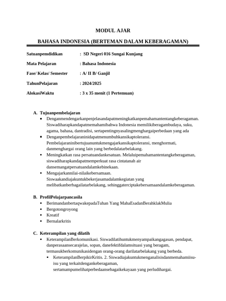 Modul Ajar Kelas 2B FILI | PDF