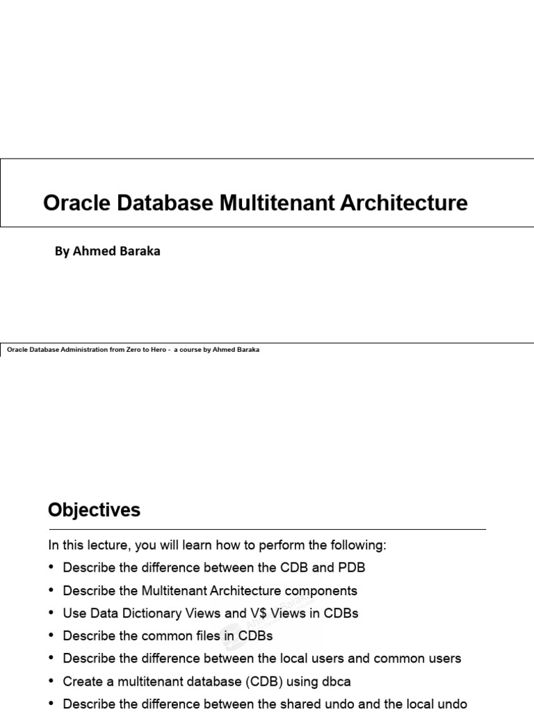 Oracle Database Multitenant Architecture | PDF