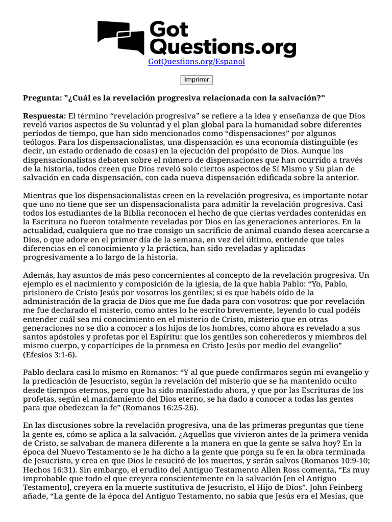 ¿Cuál Es La Revelación Progresiva Relacionada Con La Salvación - para ...