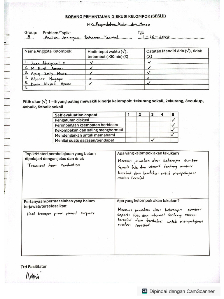Borang Pemantauan Diskusi Kelompok 8 | PDF