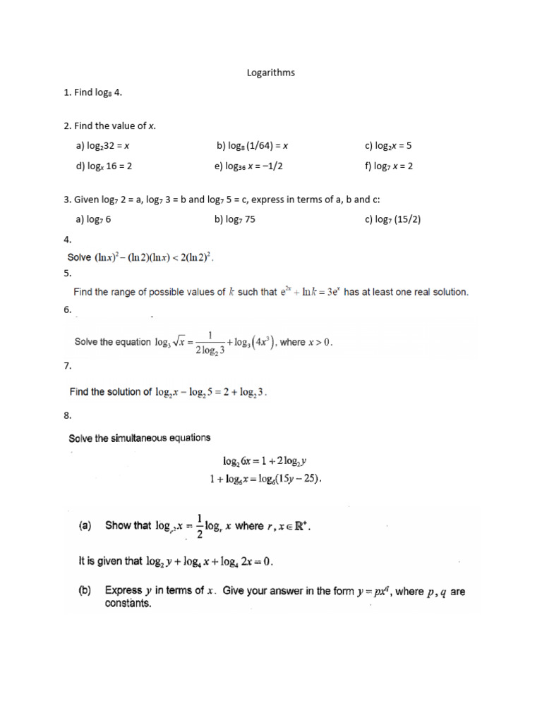 Logarithms 1 | PDF
