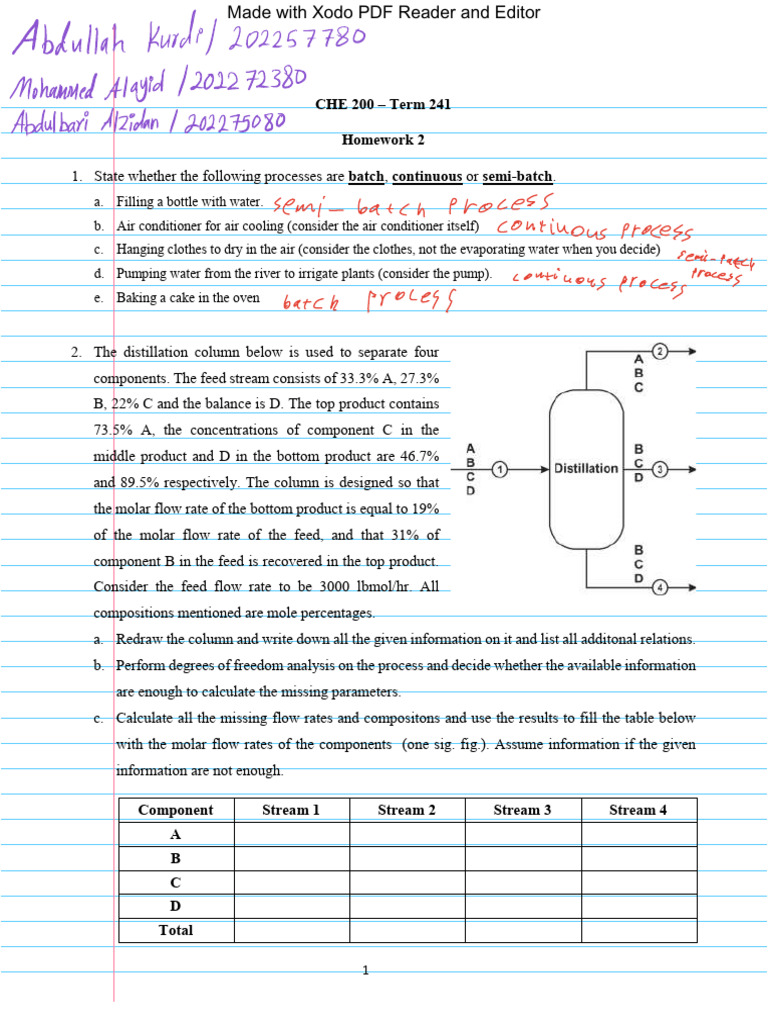 Che200 HW2 | PDF