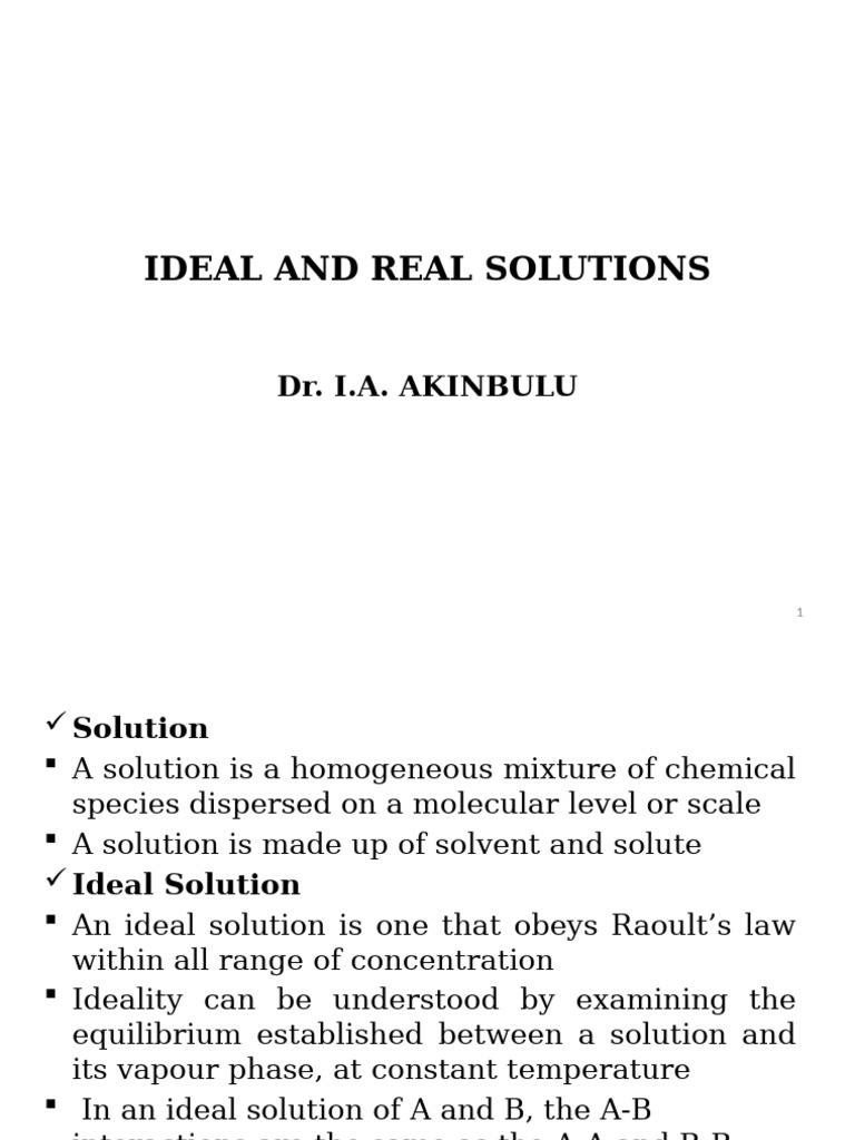 Ideal and Real Solutions | PDF