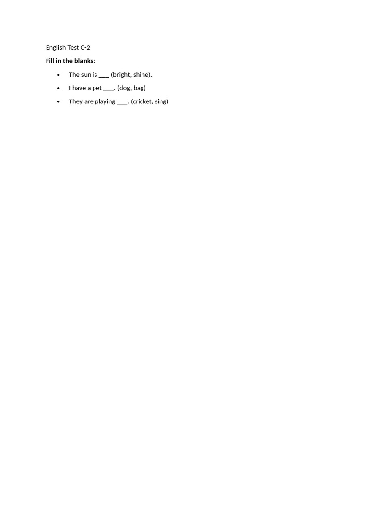 English C-2 Test: Fill in the Blanks | PDF