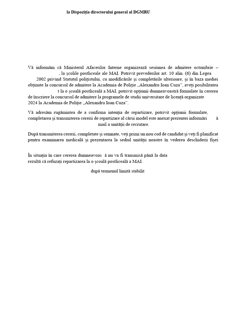 Model - Anexa - 2 Informare Rev Si Cerere Repartizare | PDF