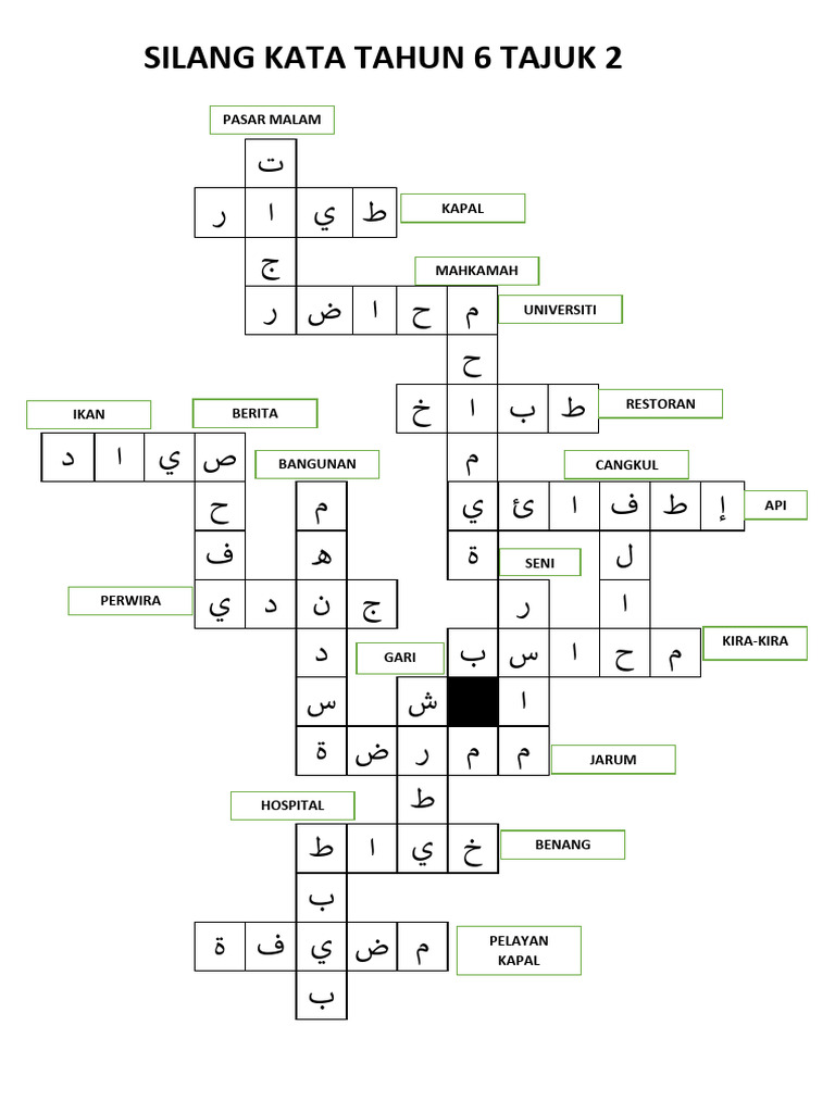 Silang Kata Tahun 6 Tajuk 2 | PDF