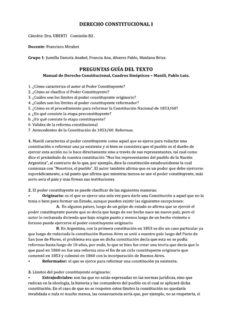 Guia de Estudio Consti | PDF