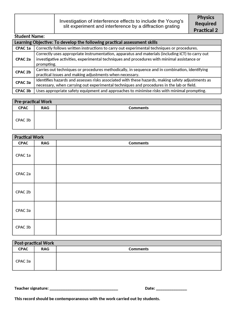 Physics Required Practical 2 - Student Sheet | PDF