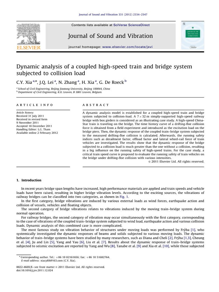 Dynamic Analysis of A Coupled High-Speed Train and Bridge System ...