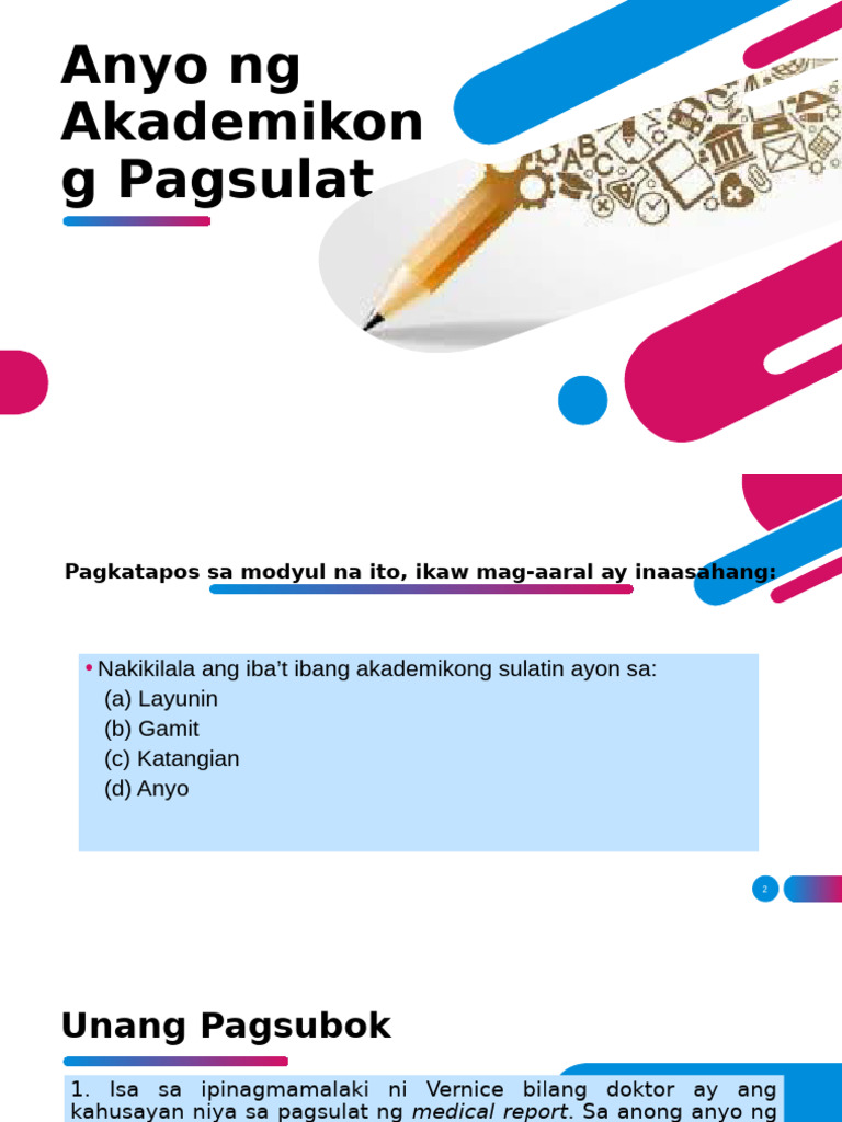 2 - Anyo NG Akademikong Pagsulat | PDF