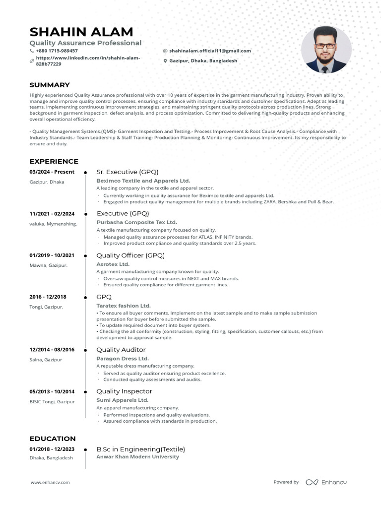 Shahin Alam Resume | PDF | Quality Assurance | Business