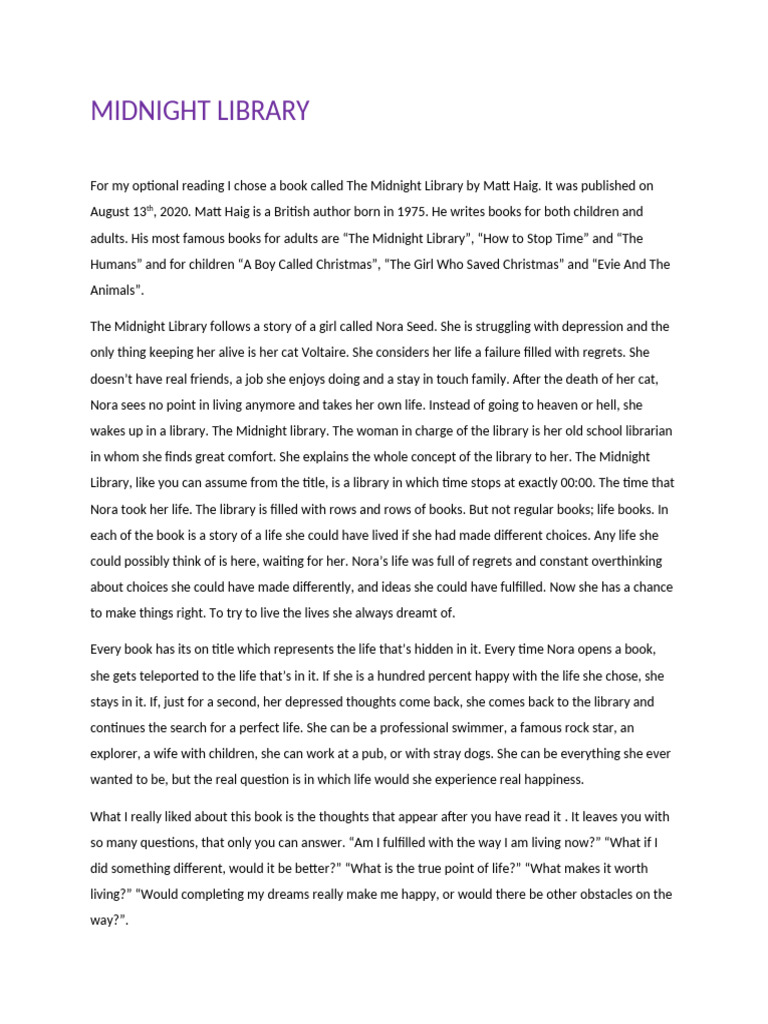 MIDNIGHT LIBRARY | PDF