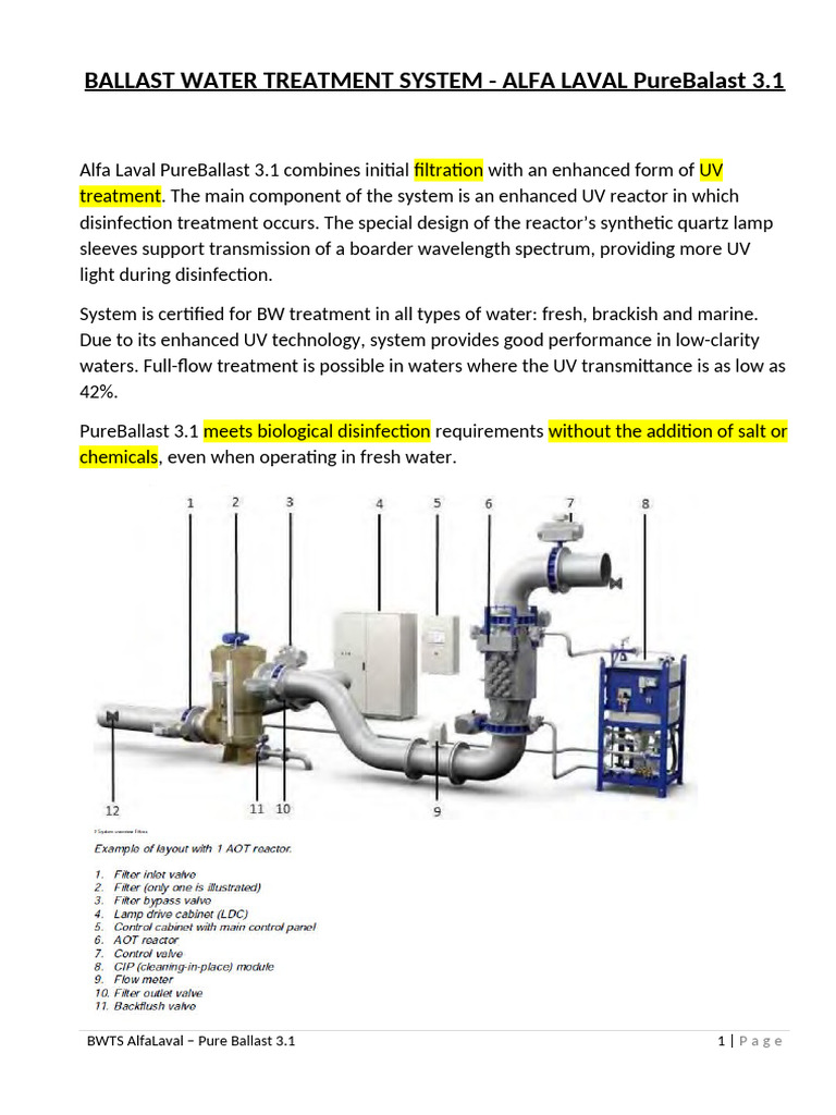 BWTS - Alfa Laval PureBallast 3.1 | PDF