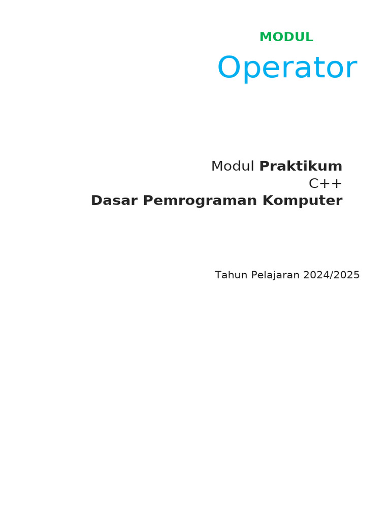 Dasar Pemrograman Modul 2 Operator | PDF