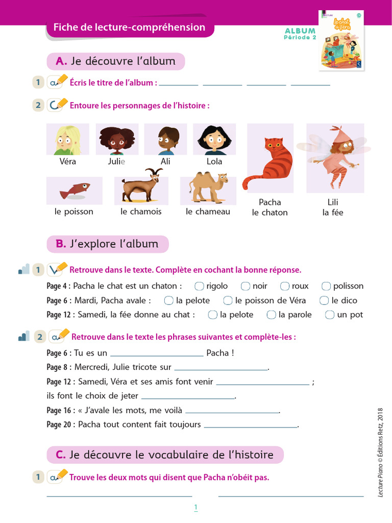 Fiches COMPREHENSION Album2 | PDF