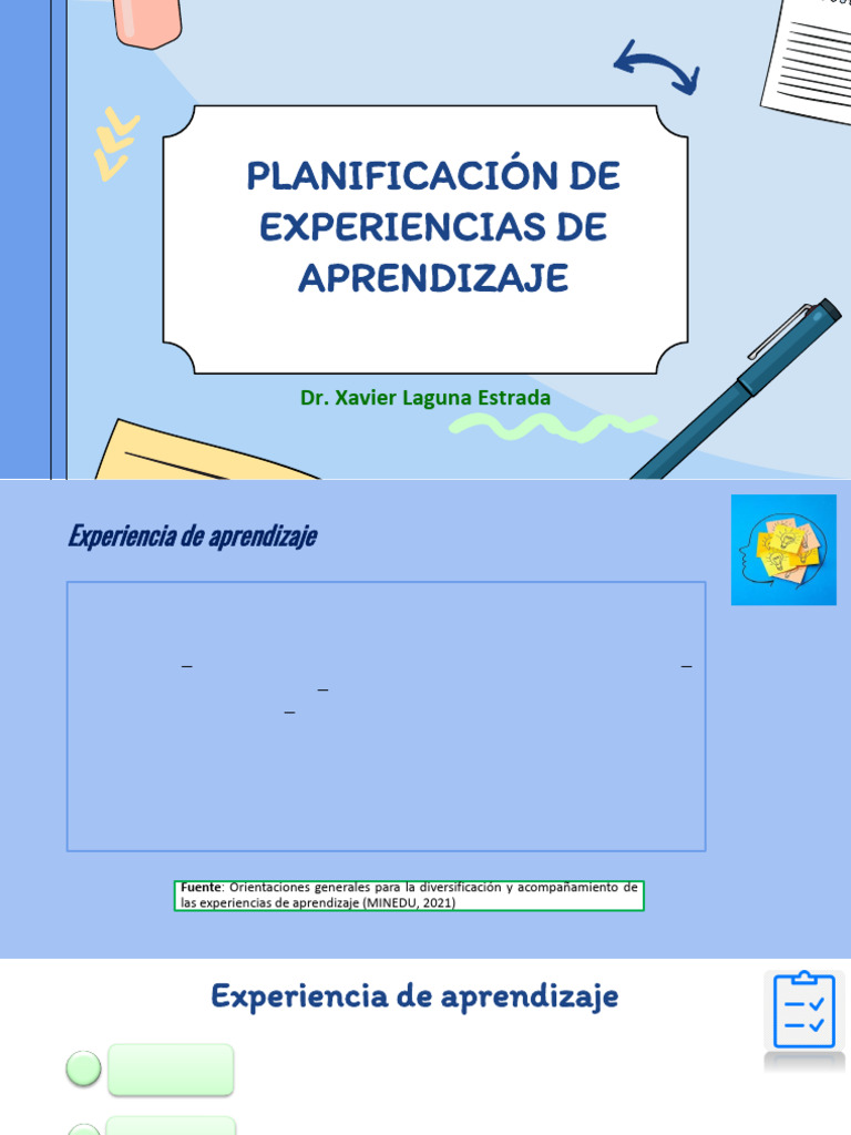 Planificación de Experiencias de Aprendizaje | PDF