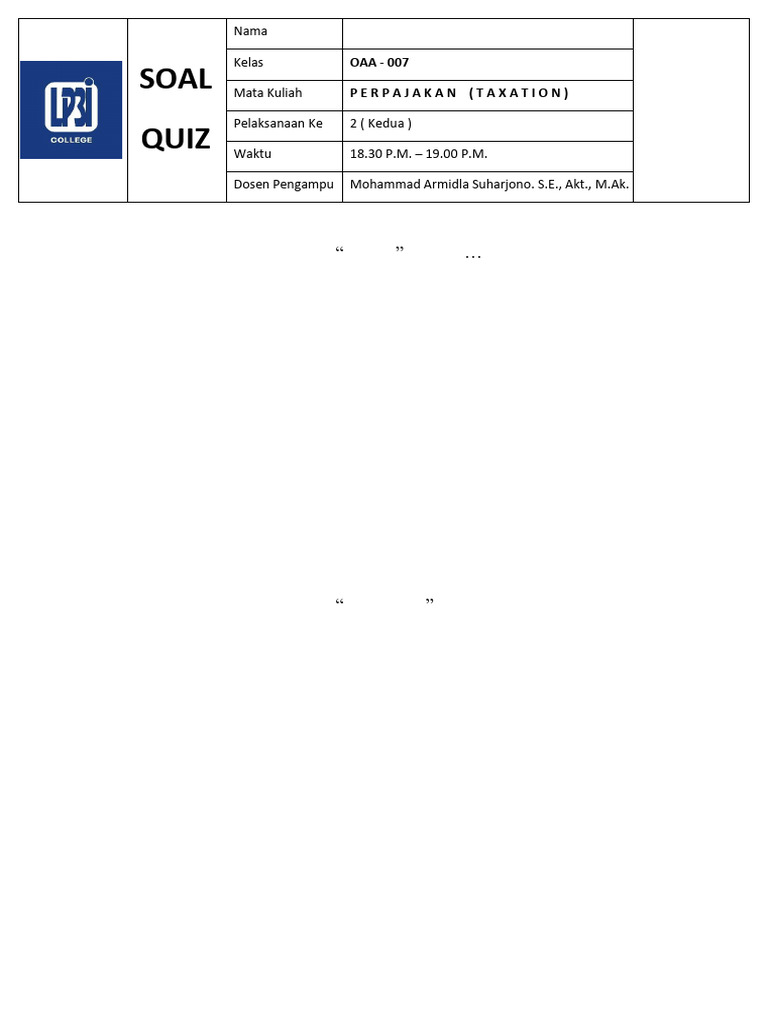 Soal Quiz 2 OAA | PDF