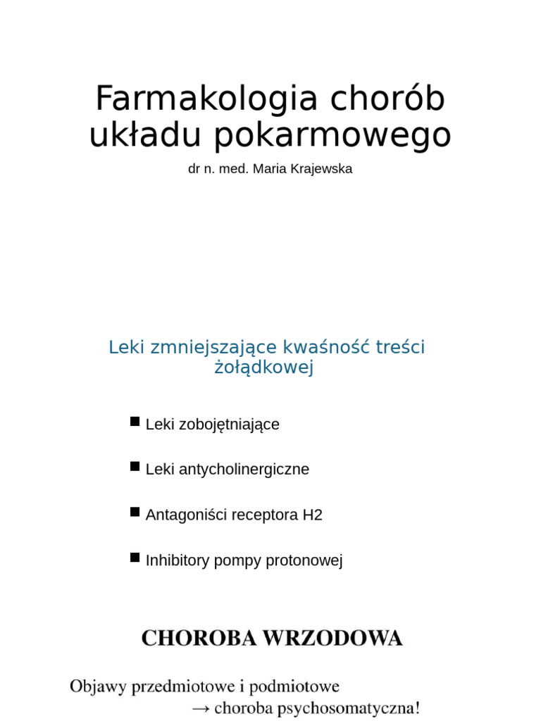Farmakologia Chorób Układu Pokarmowego | PDF