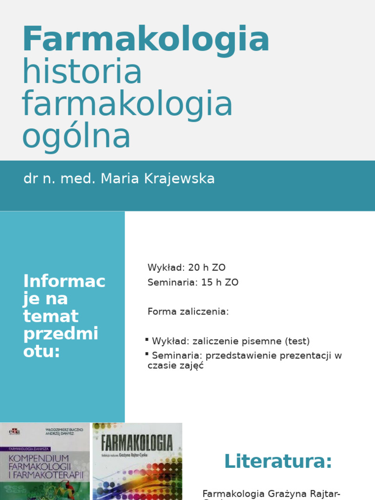 Farmakologia W1 | PDF