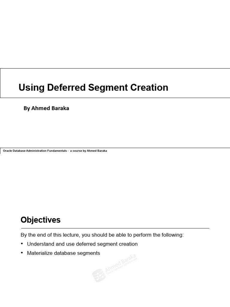 Using Deferred Segment Creation | PDF