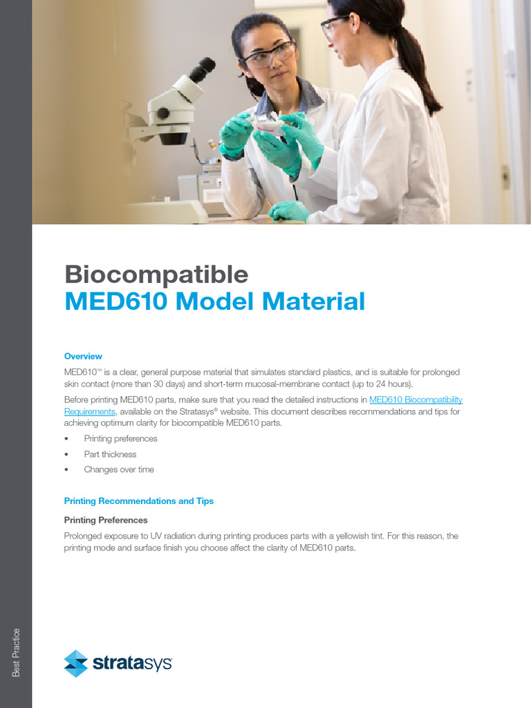 MED610 Biocompatible - EN PolyJet Material Best Practice | PDF