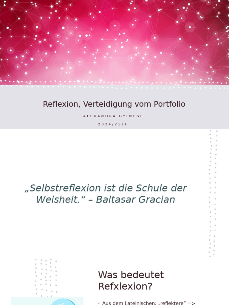 2 Reflexion, Verteidigung Vom Portfolio | PDF