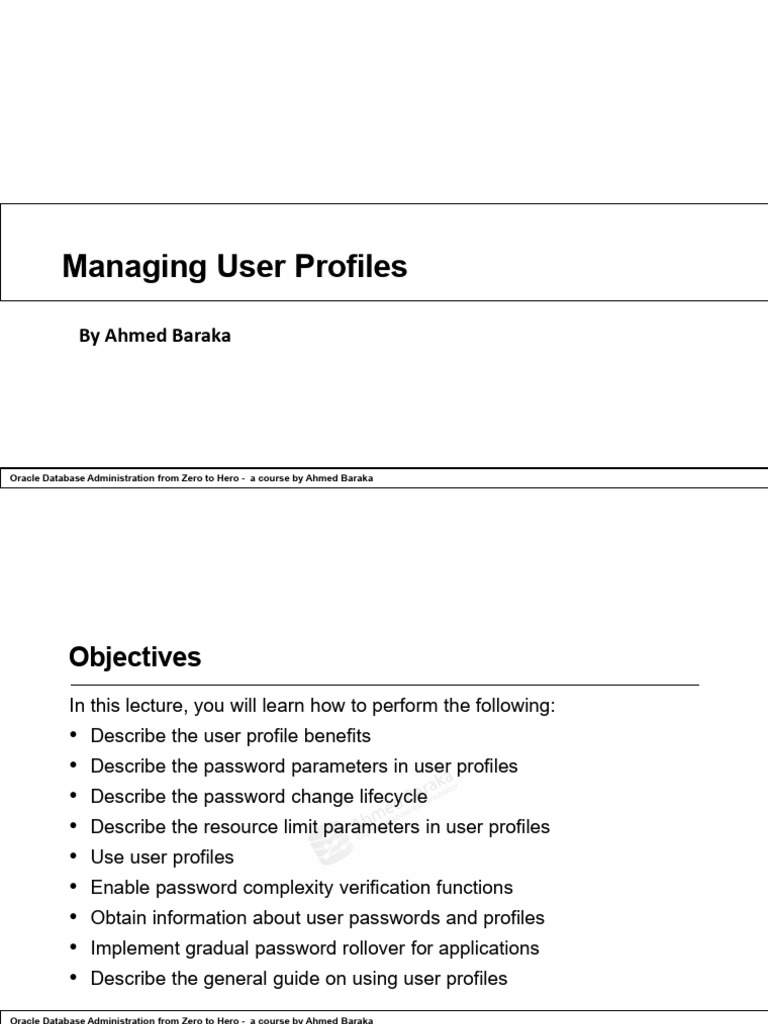 Managing User Profiles | PDF Managing User Profiles | PDF