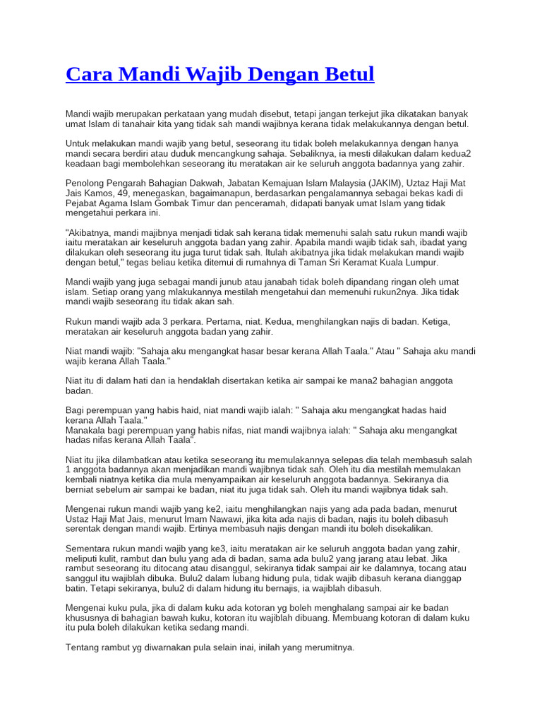 Cara Mandi Wajib Dengan Betul | PDF