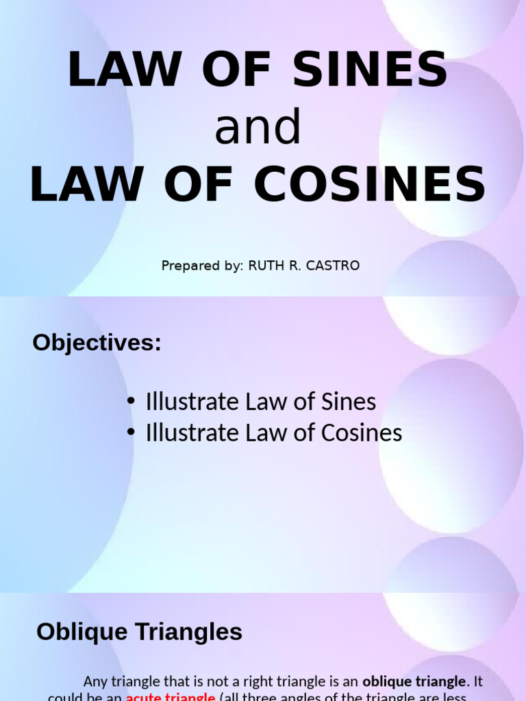 Q4-L4 - Oblique Triangle, Law of Sines, Law of Cosines | PDF