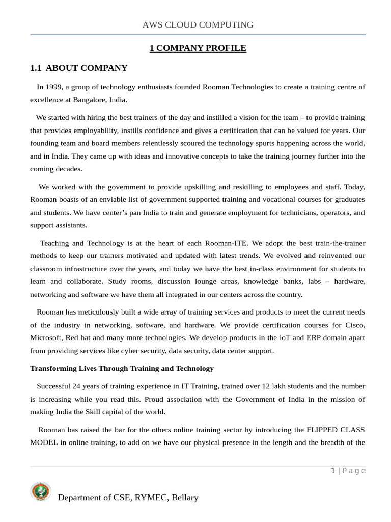 Internship Report Aws | PDF