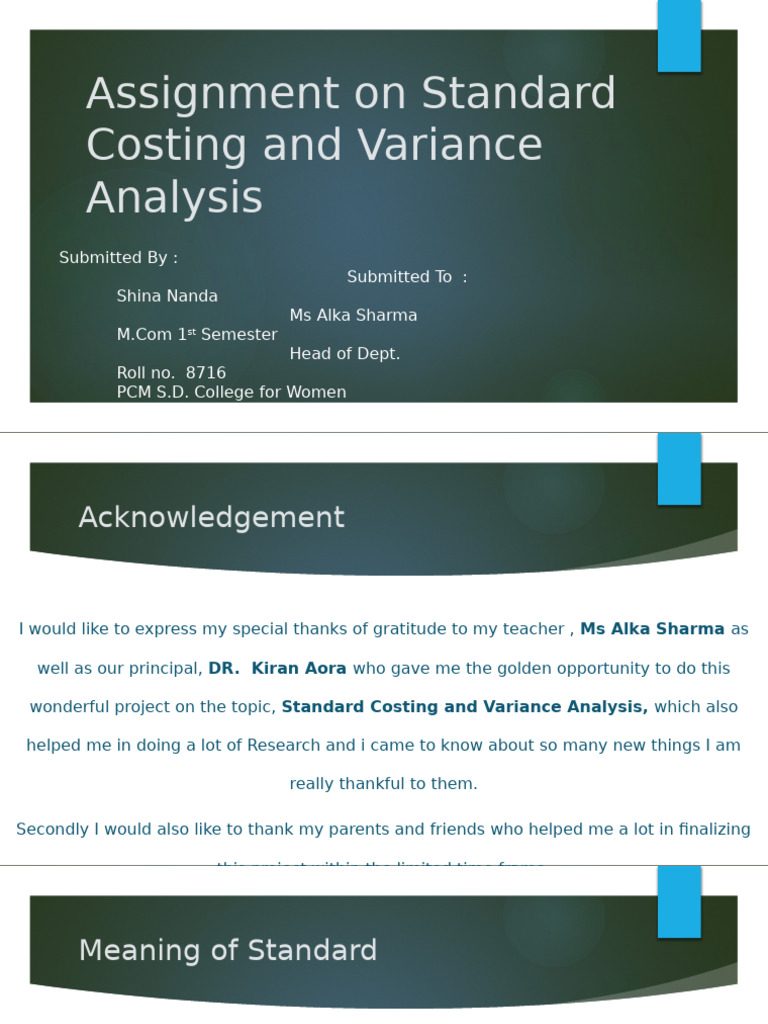 Assignment on Standard Costing and Variance Analysis | PDF