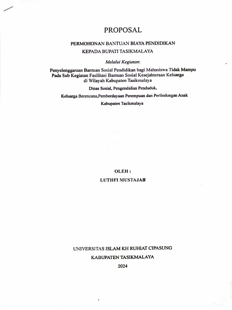 Proposal Beasiswa Luthfi Mustajab | PDF