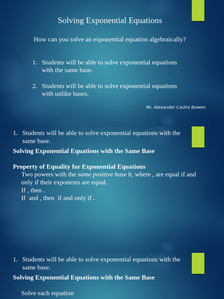 Solving Exponential Equations | PDF