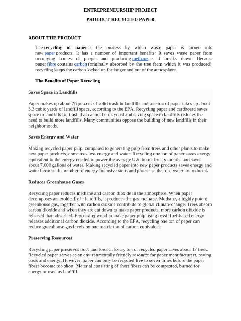 EP Project-Recycled Paper | PDF | Recycling | Home & Garden