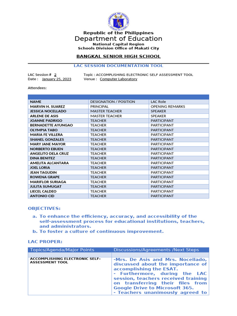 SHS Lac Reflection Journal | PDF