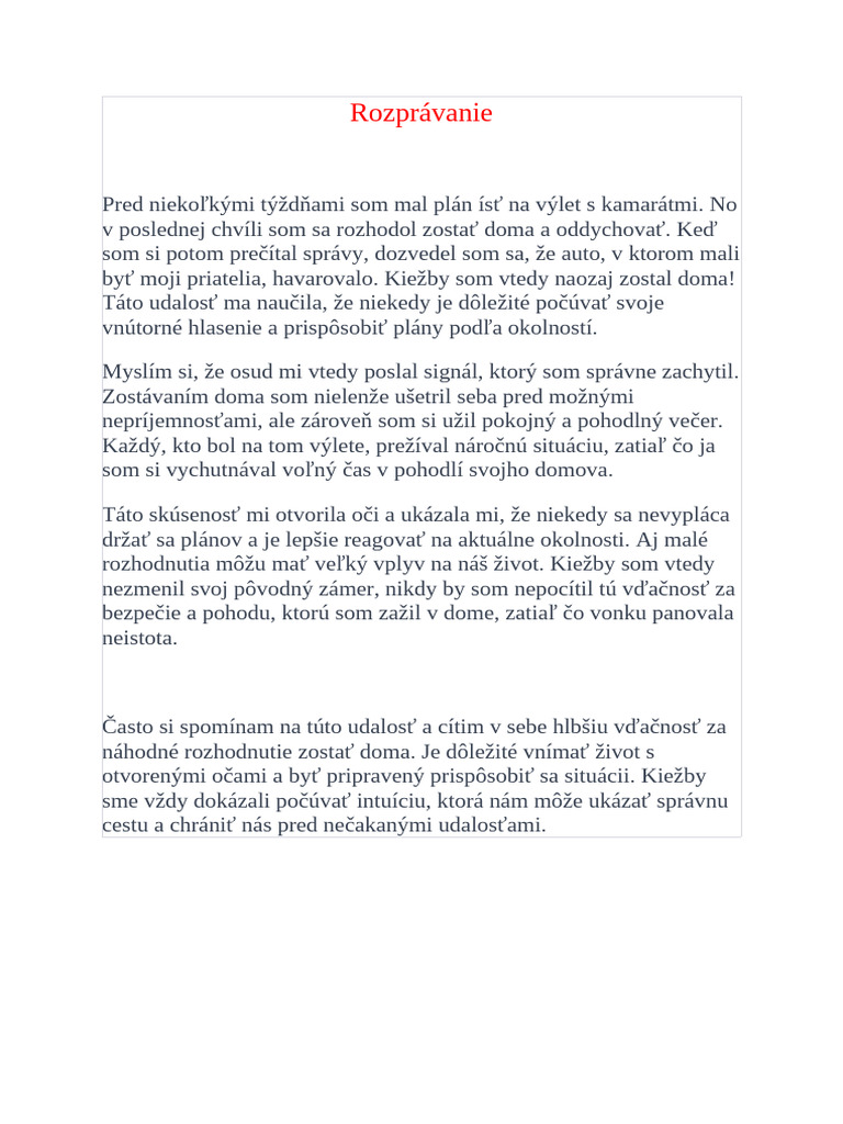 Rozprávanie | PDF