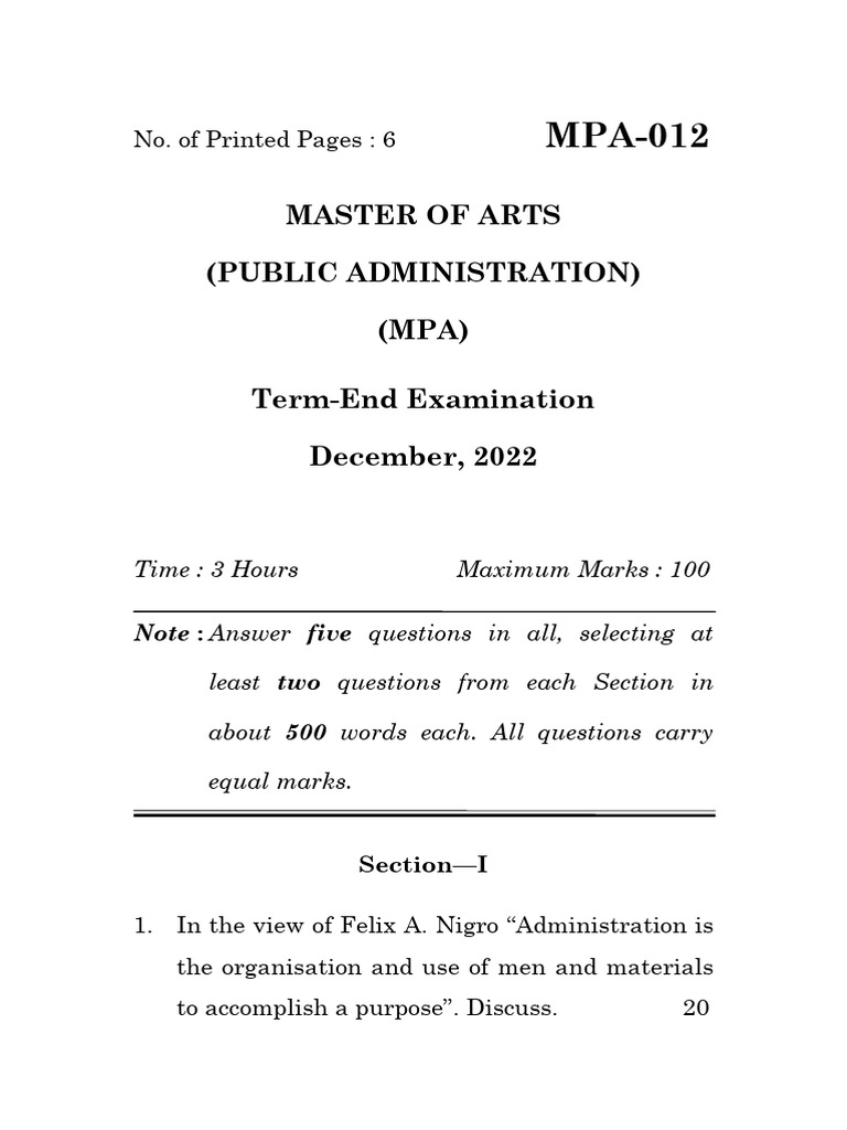 Mpa 012 | PDF