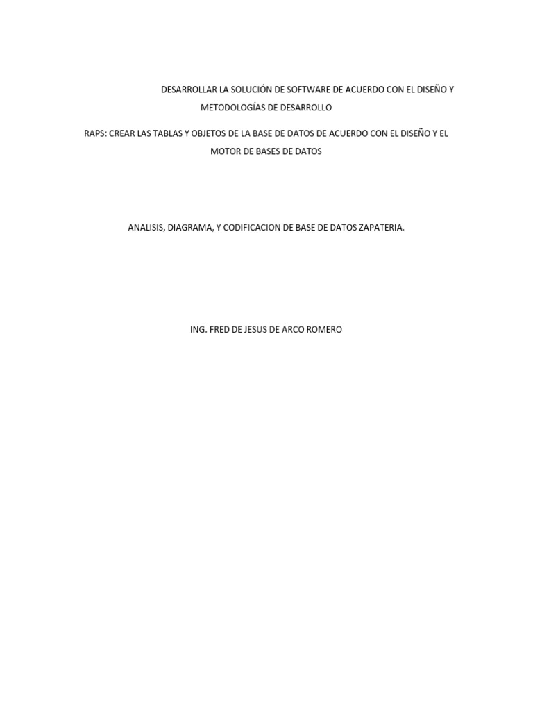 Bases de Datos Zapateria Alexander Montalvo | PDF | Bases de datos | Modelo de datos
