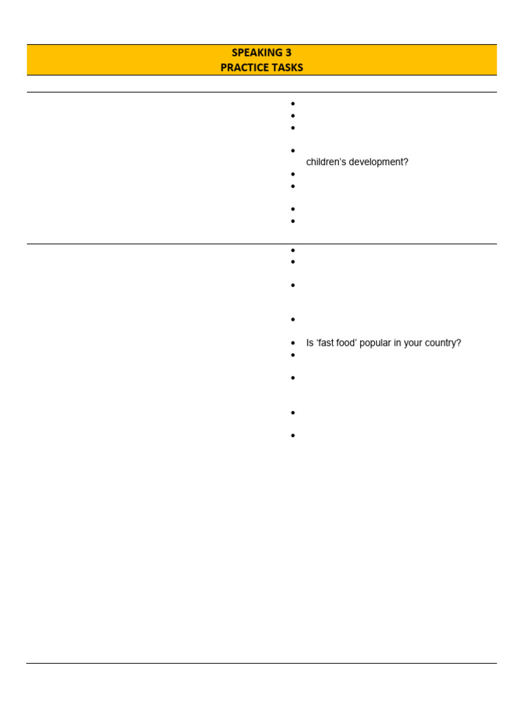 Speaking 3 - Practice Tasks - Questions | PDF