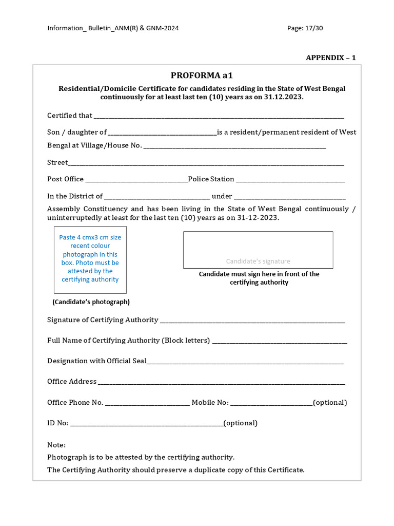 Proforma A1 and A2 | PDF