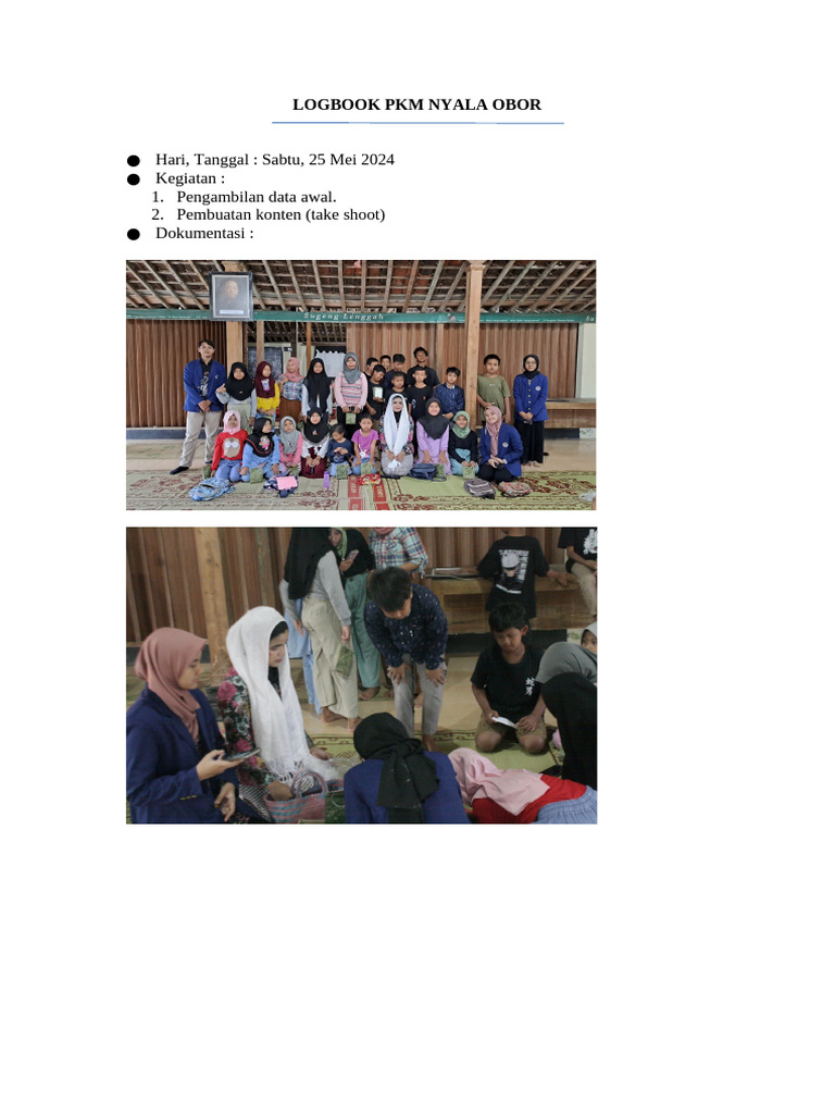 (25 Mei) LOGBOOK PKM NYALA OBOR | PDF