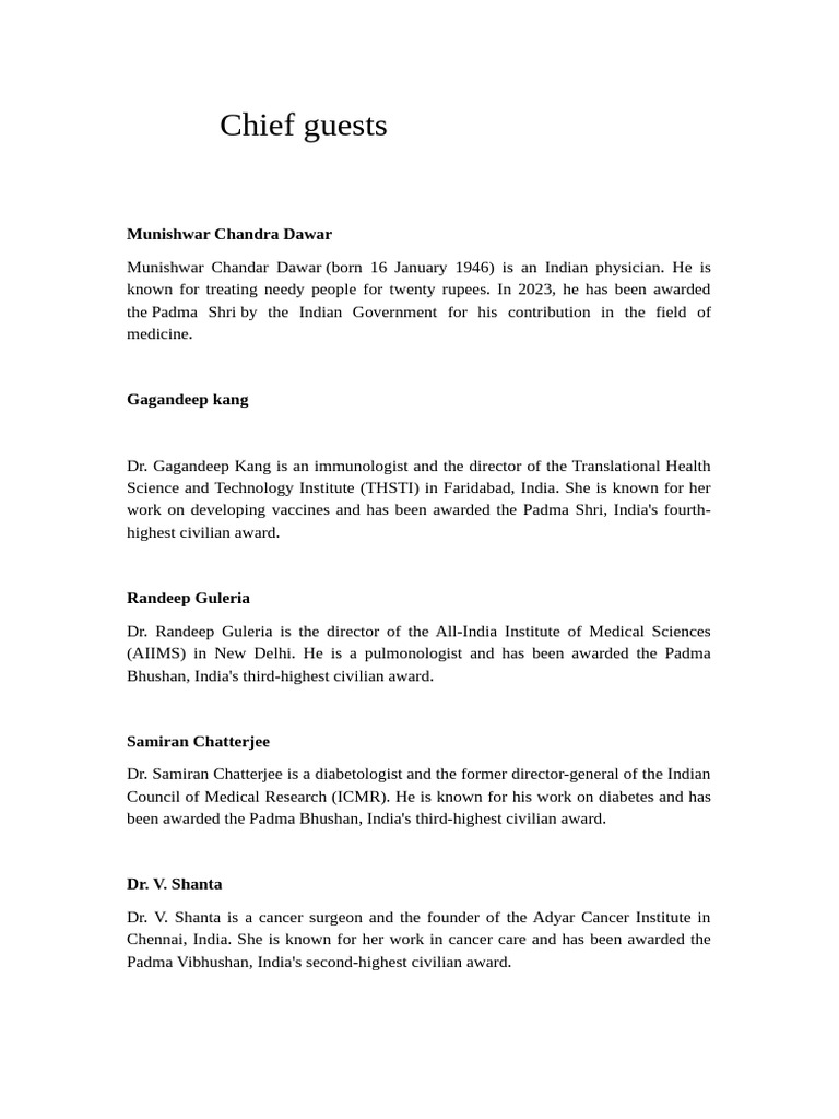 Cheif Guests Fianl Edit | PDF | Medicine