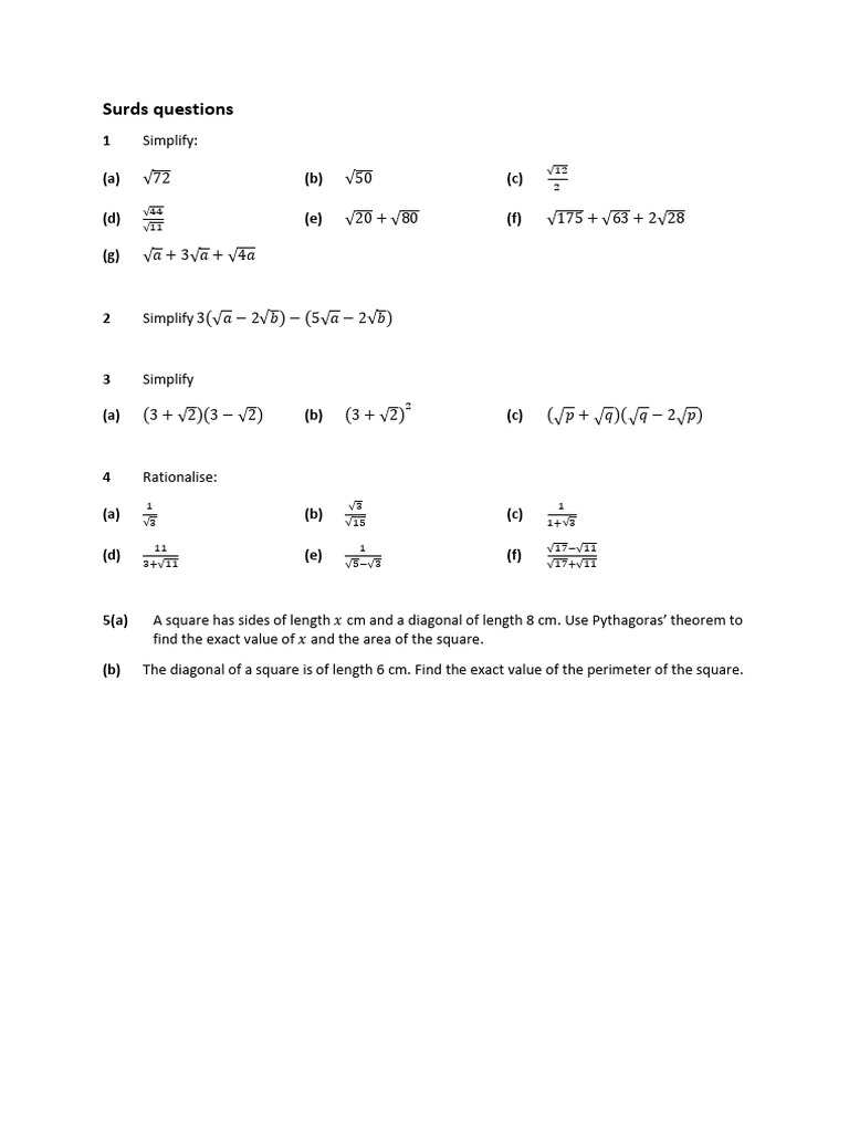 Surds Questions | PDF