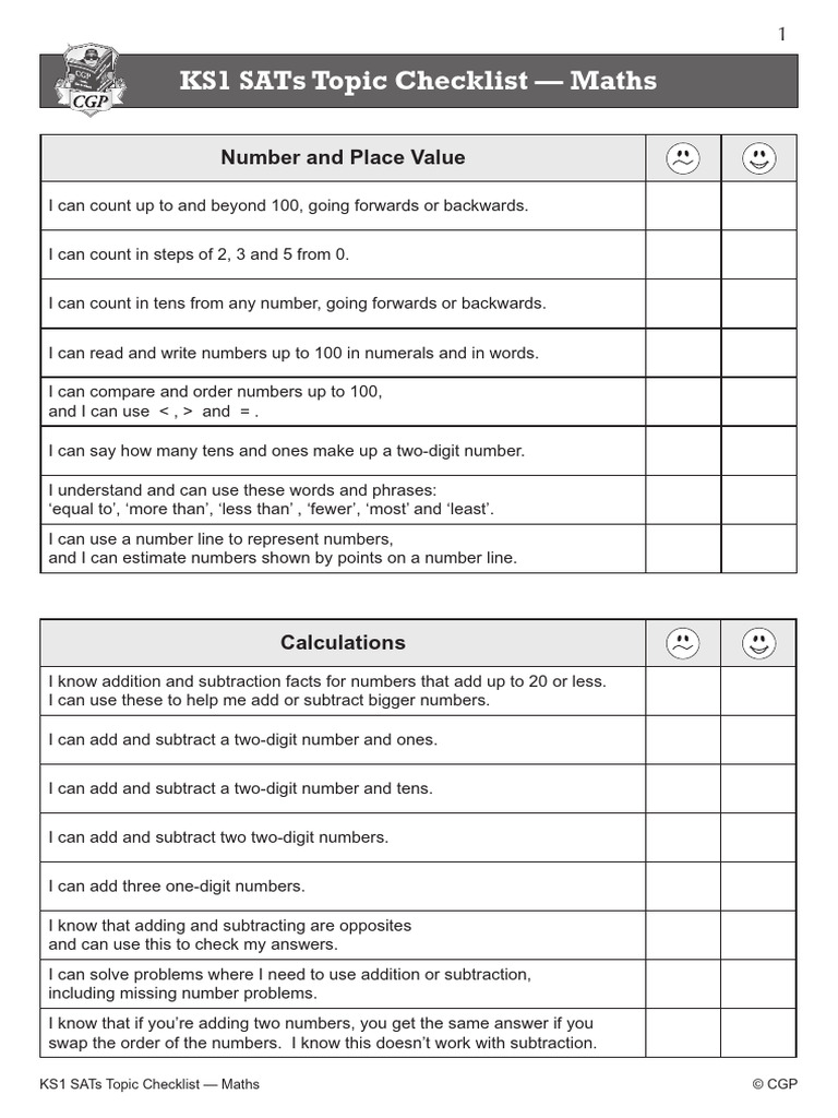 2175 KS1 TopicChecklist Maths | PDF