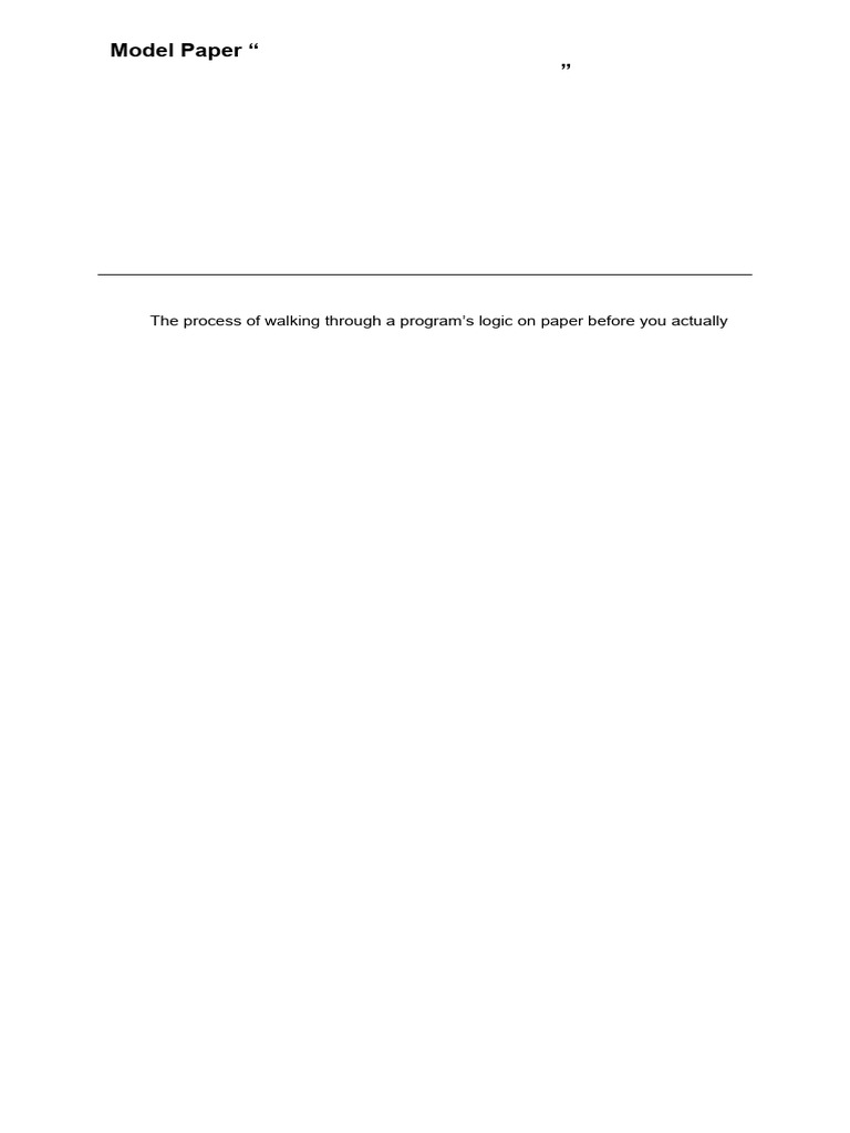 Model Paper "Programming Fundamentals Flow Charts and " For DIT ...