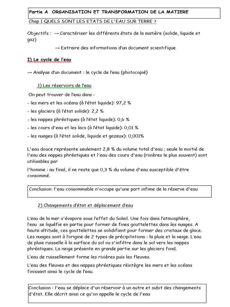 Chap 1 La Matière Dans Tous Ses États 5ème 2023 (1) | PDF