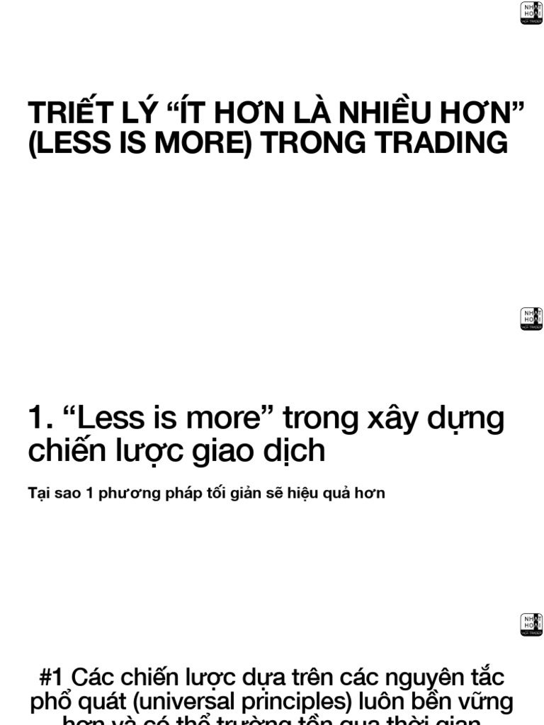 Less Is More Trong Trading - Nhật Hoài Trader | PDF